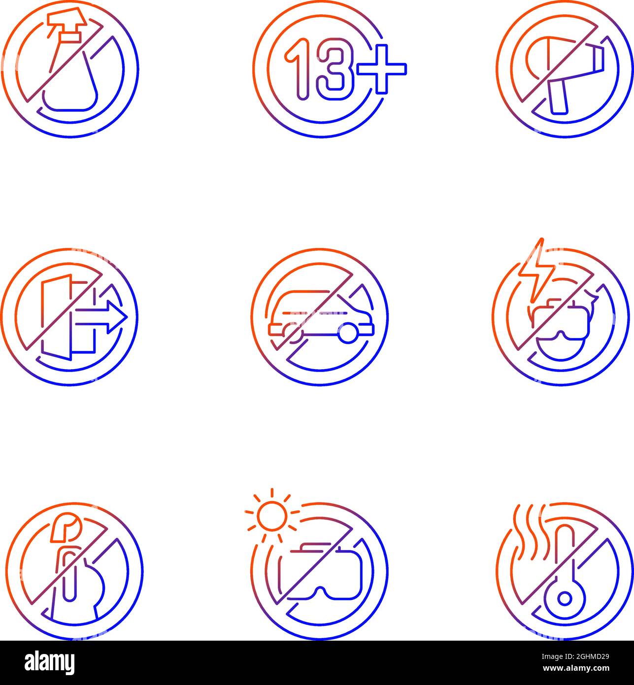 Virtual reality rules gradient linear vector manual label icons set ...