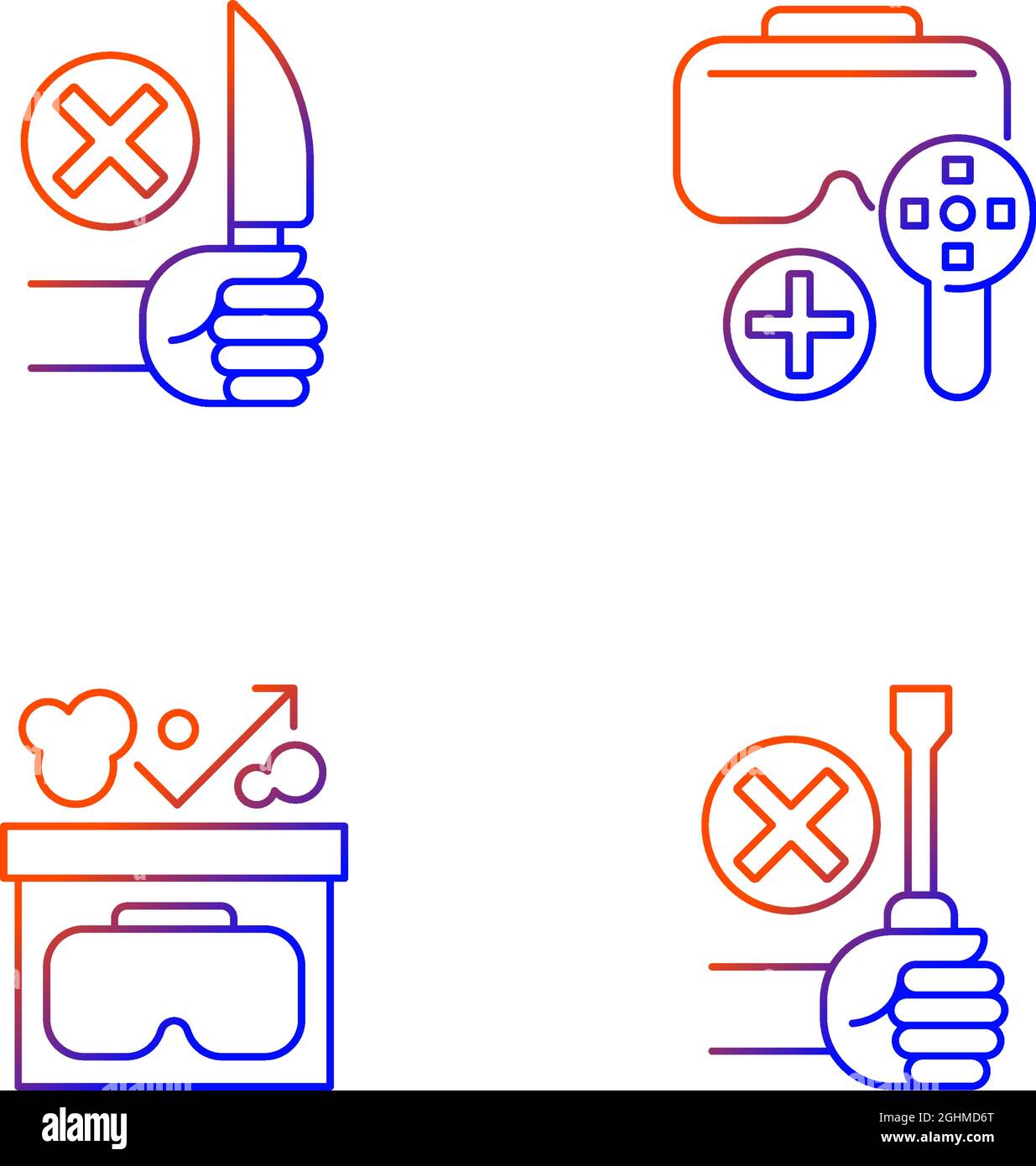 VR guide gradient linear vector manual label icons set Stock Vector ...