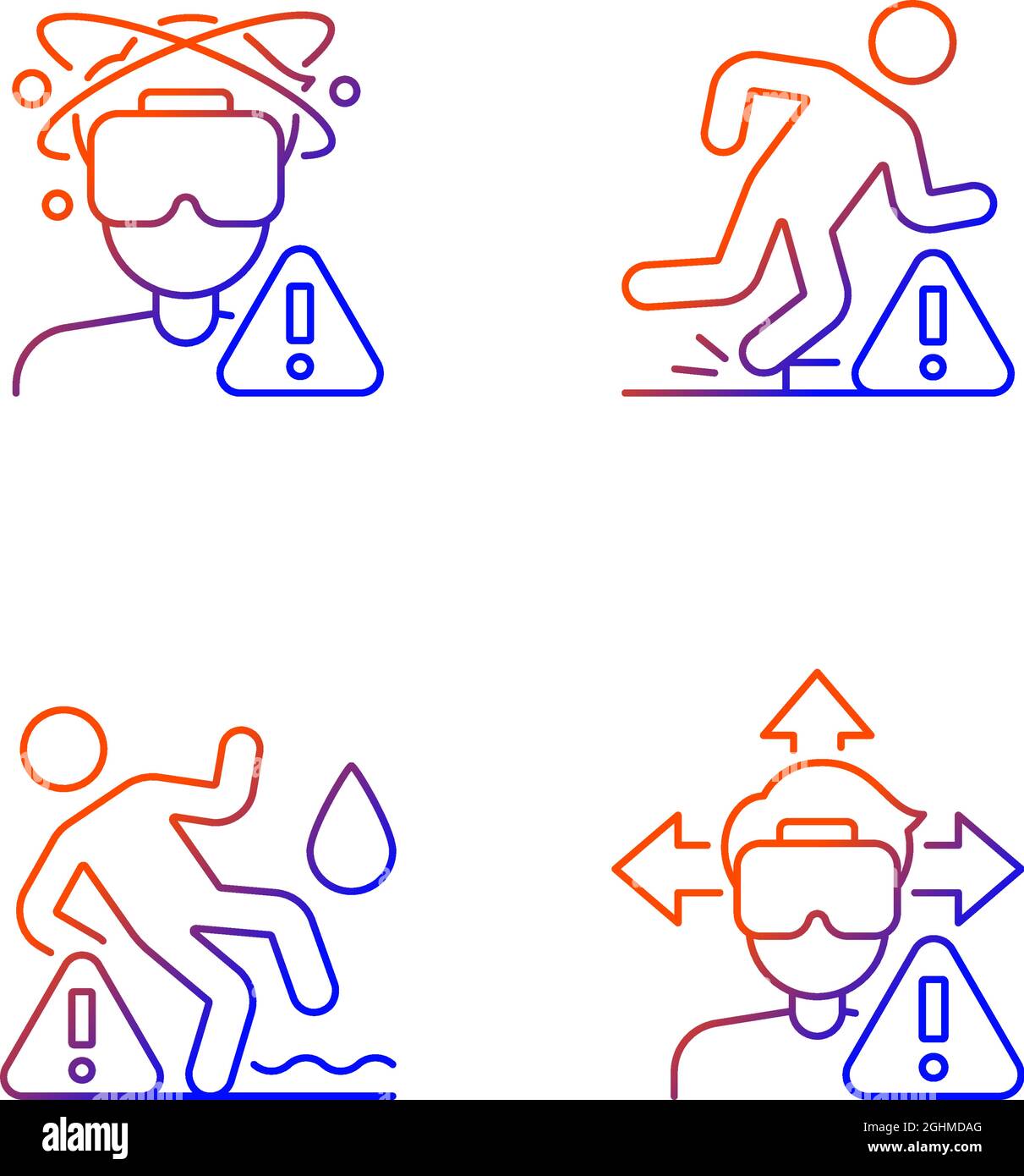 VR warning gradient linear vector manual label icons set Stock Vector ...