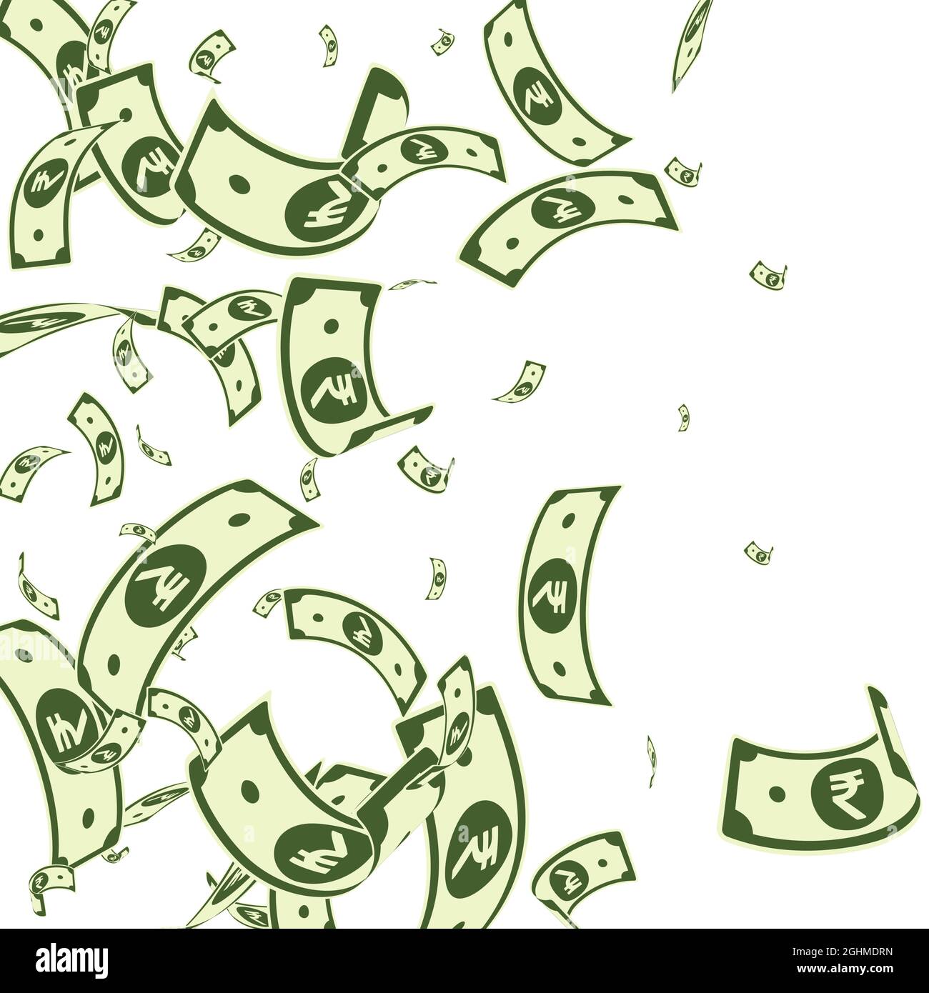 Indian rupee notes falling. Random INR bills on white background. India ...