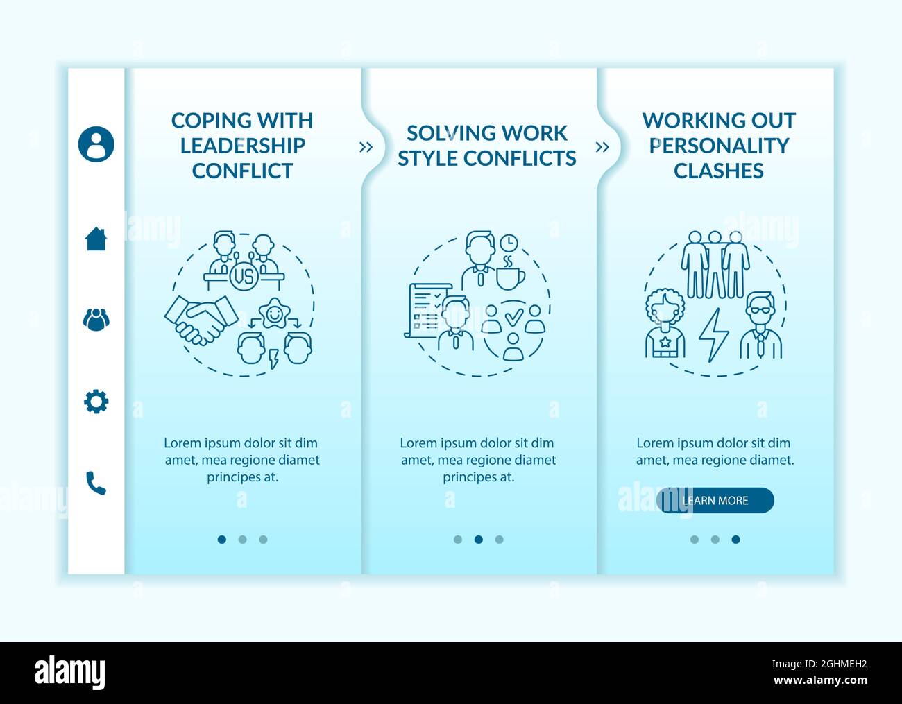 Dealing with team conflicts onboarding vector template Stock Vector Image & Art - Alamy