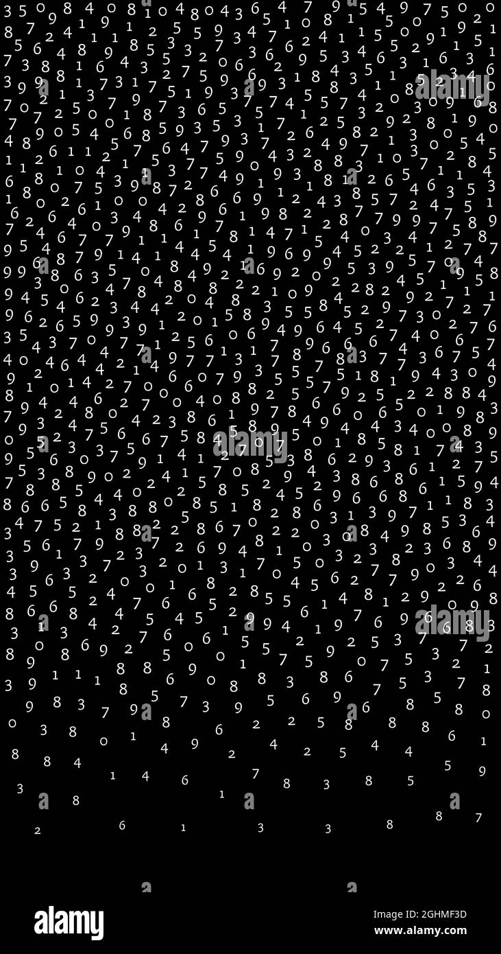 Falling numbers, big data concept. Binary white orderly flying digits ...