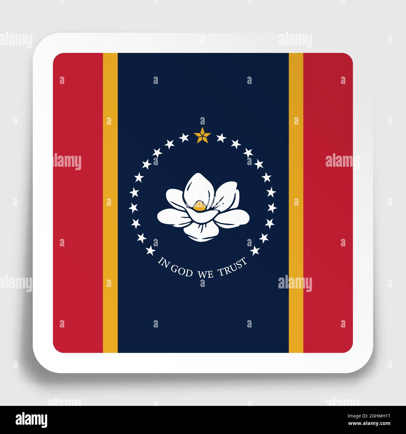 american state of Mississippi flag icon on paper square sticker with ...