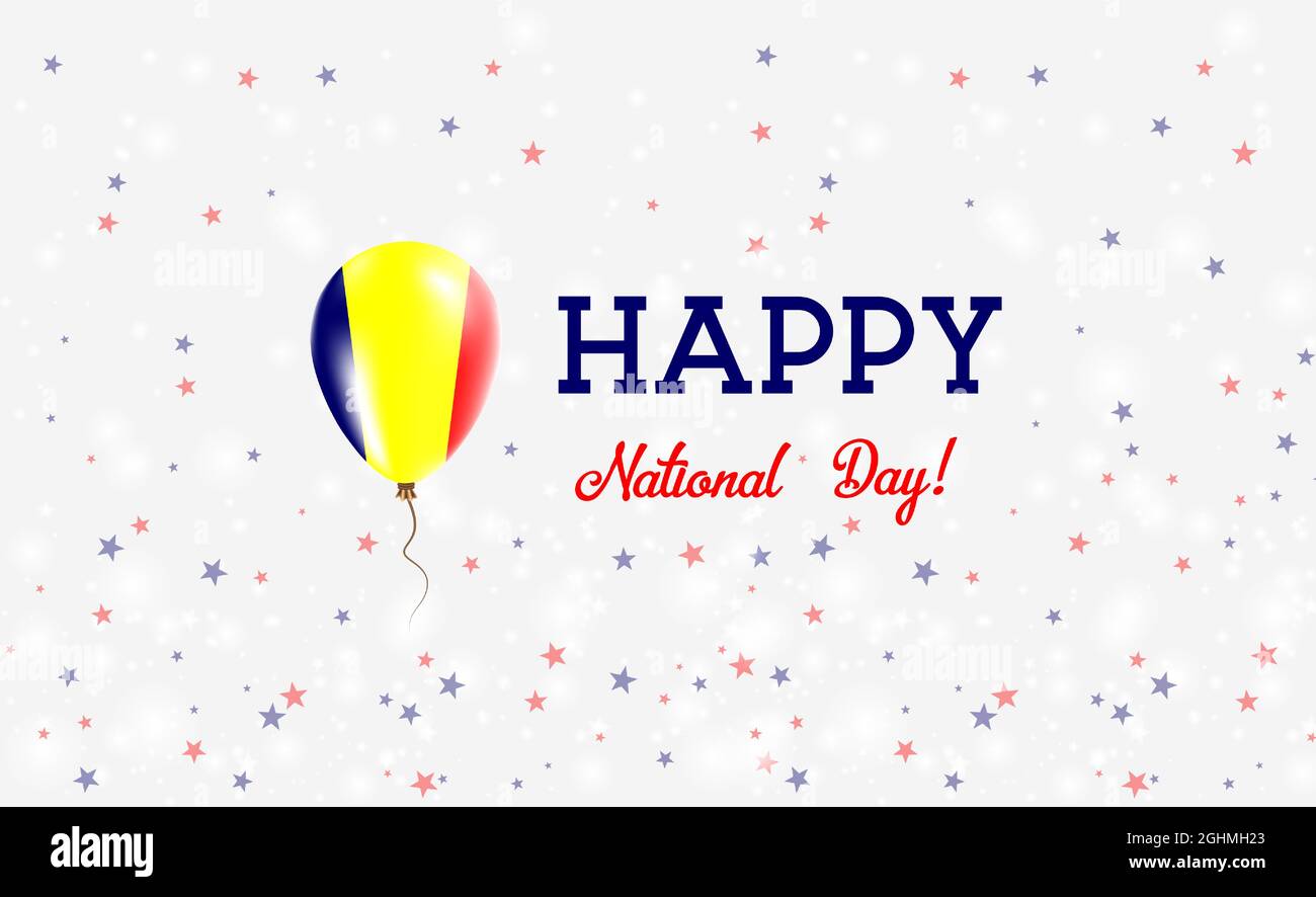 Chad National Day patriotic poster. Flying Rubber Balloon in Colors of ...