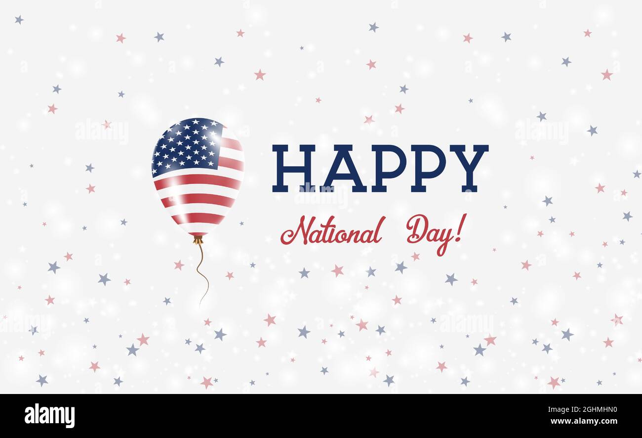USA National Day patriotic poster. Flying Rubber Balloon in Colors of ...