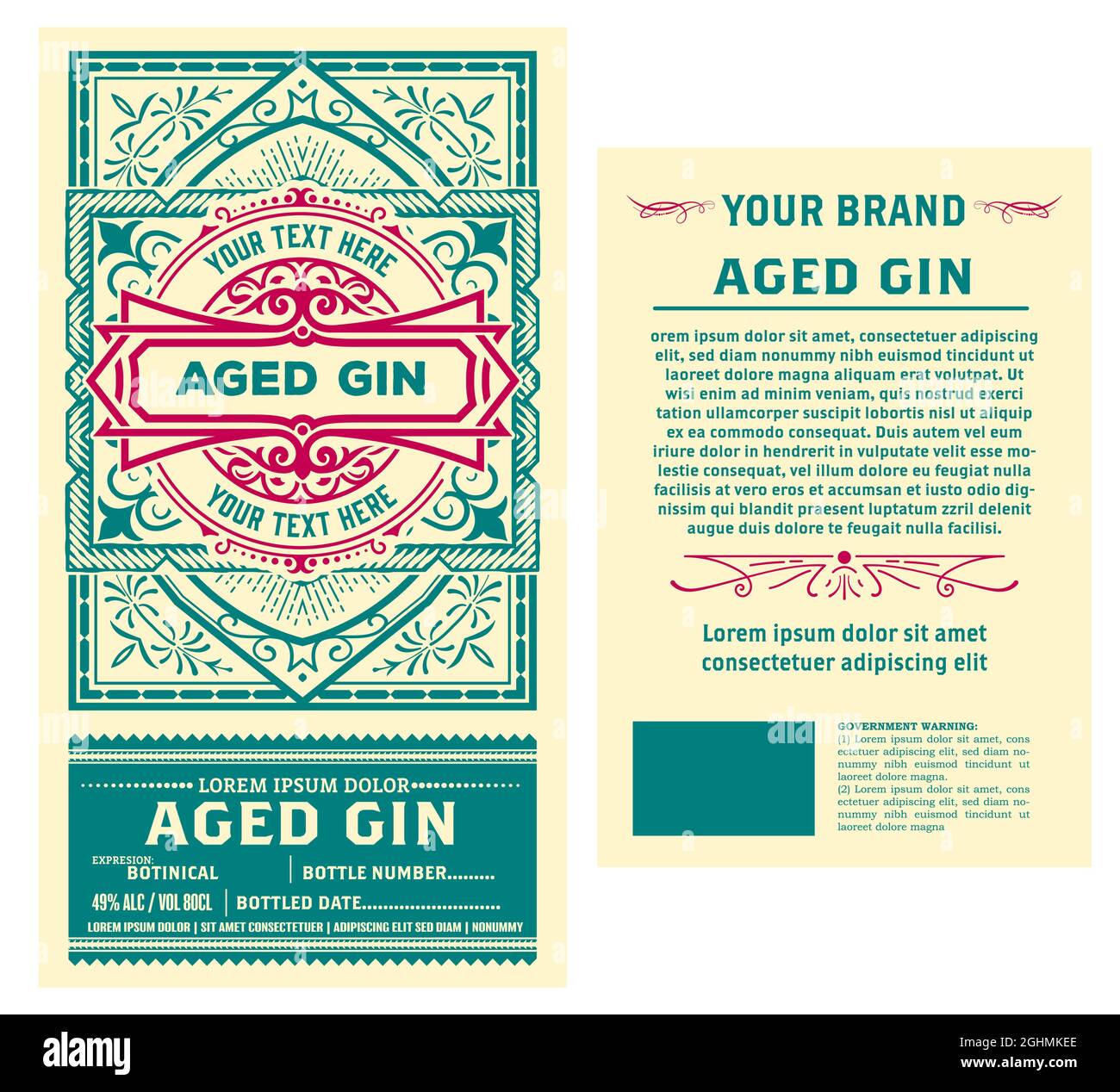Vintage label with gin liquor design Stock Vector Image & Art - Alamy
