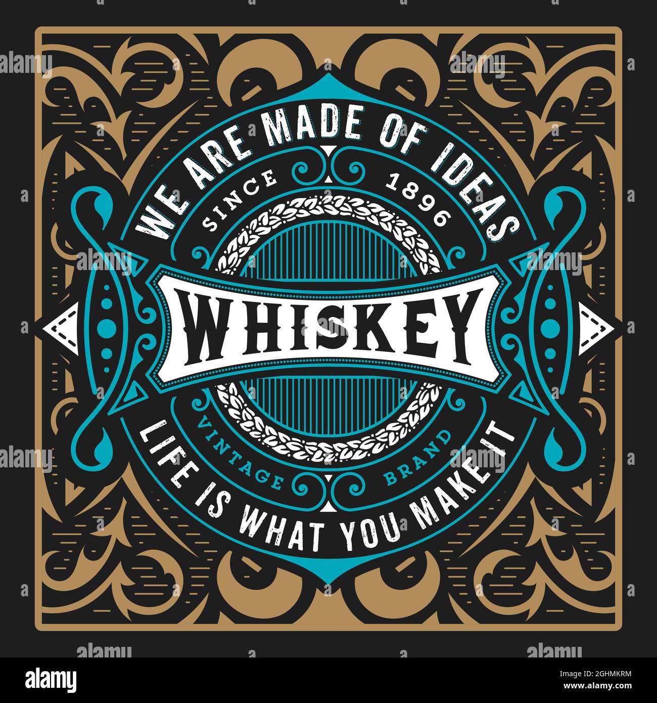 Whiskey label with old frames Stock Vector Images - Alamy