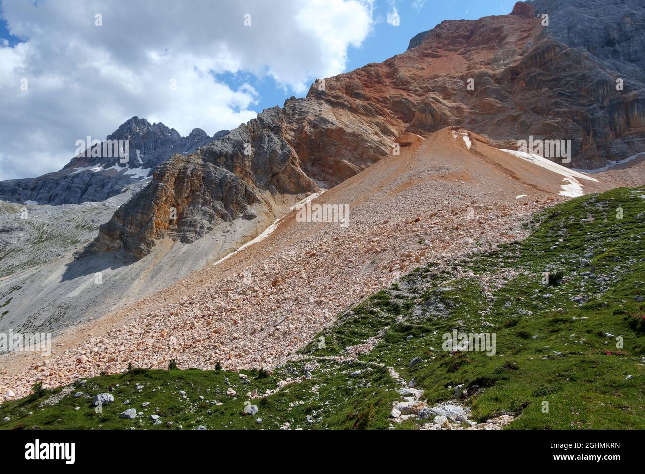 Landslide, debris flow at "Piccola Croda Rossa Pizora" mountain. The ...