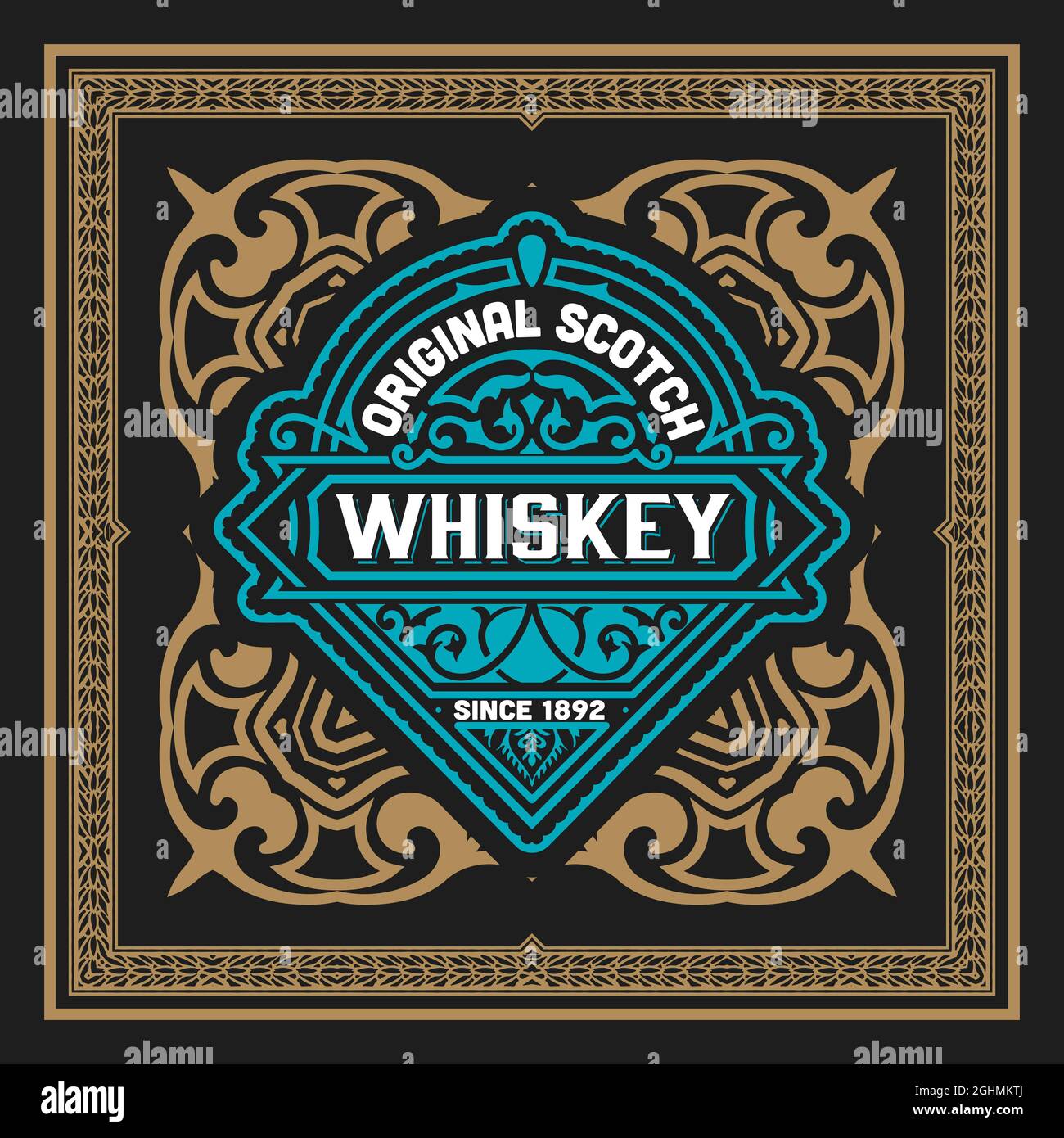 Whiskey label with old frames Stock Vector Image & Art - Alamy