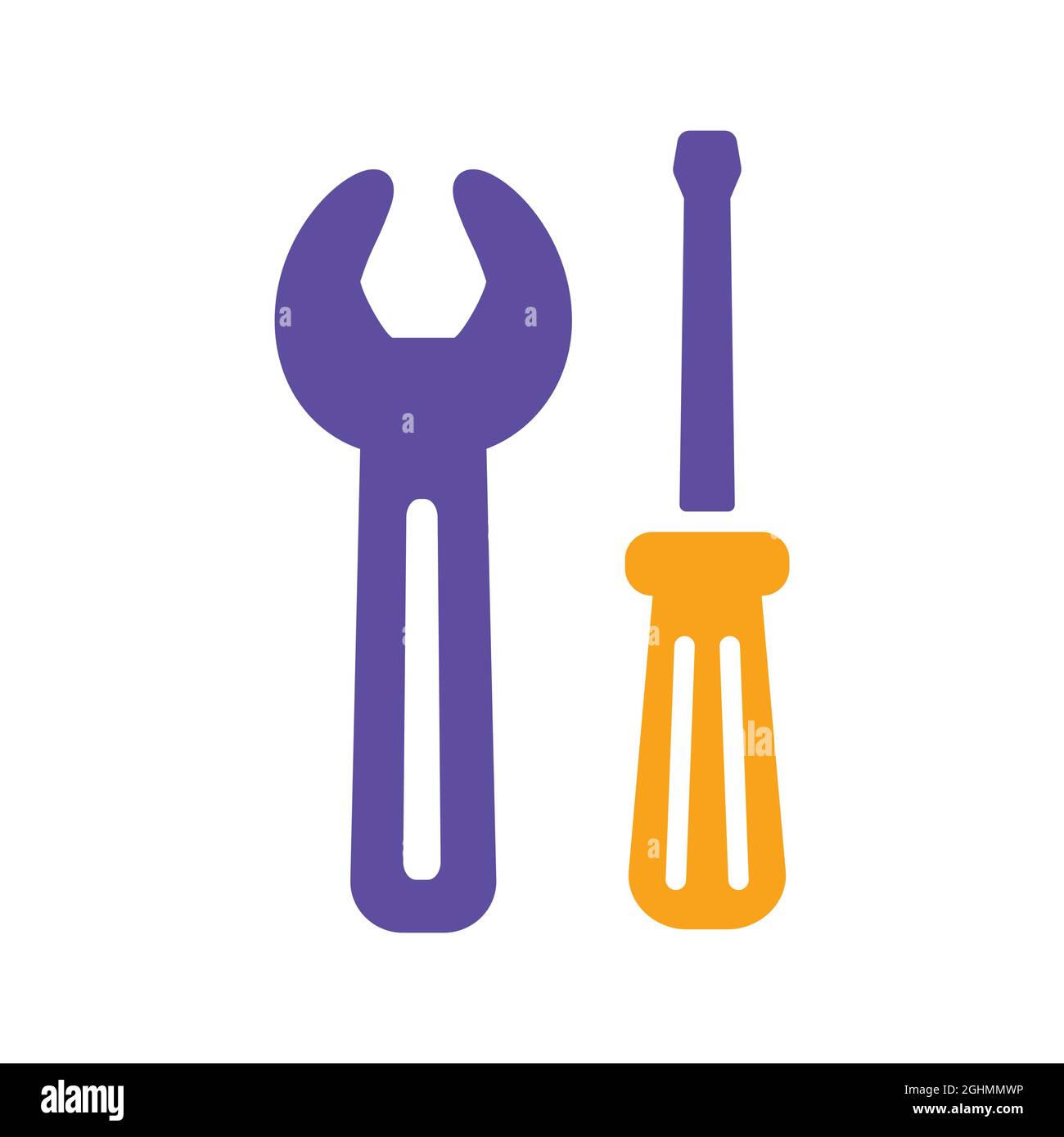 Screwdriver and wrench vector flat glyph icon. Construction, repair and ...