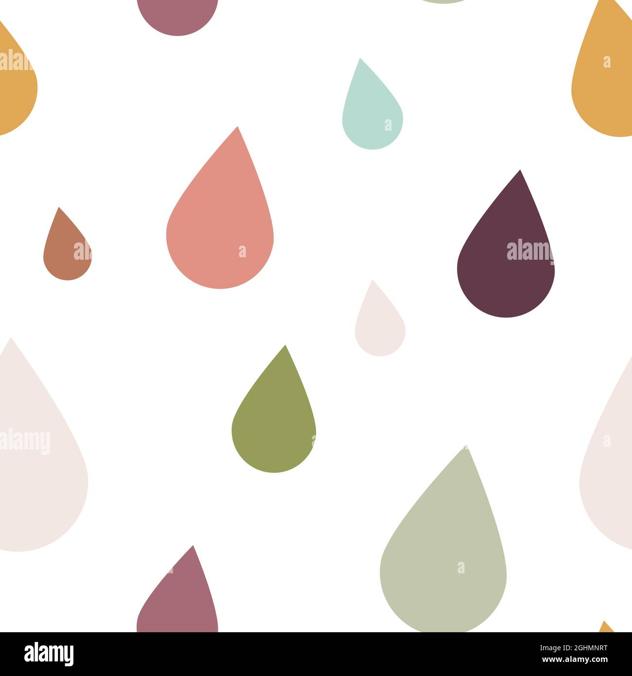 Seamless pattern in autumnal colors on white background. Drops falling ...
