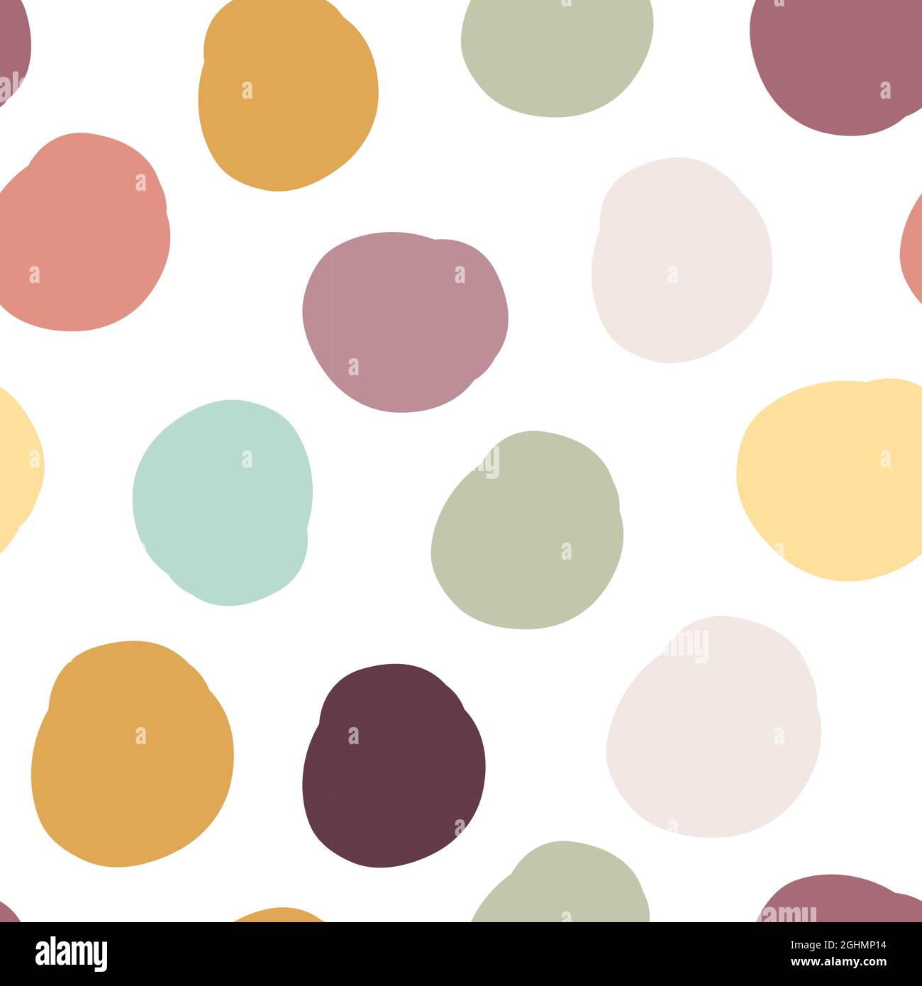 Seamless pattern in autumnal colors on white background. Organic dots ...