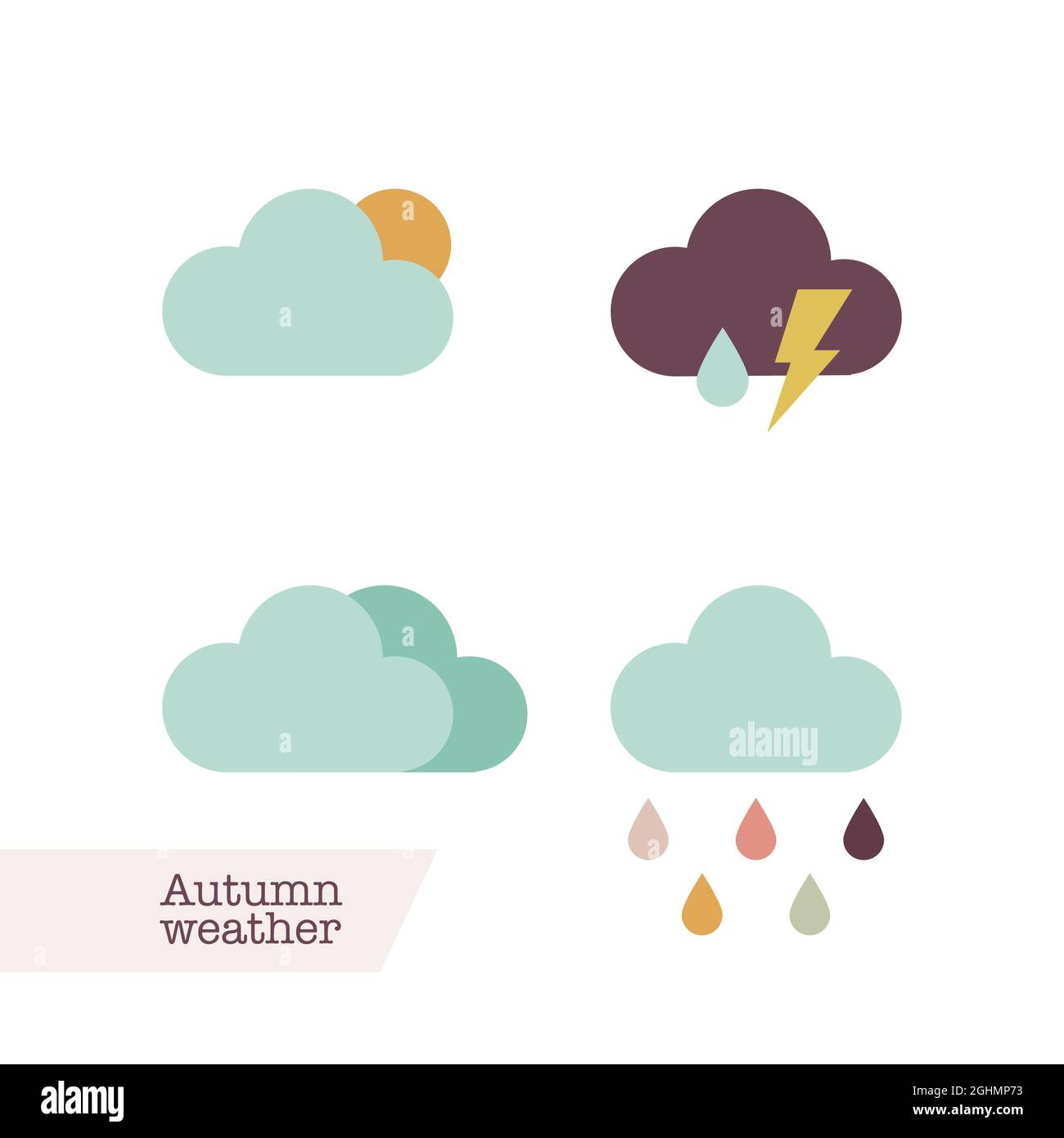 Autumn weather icons. Minimalist style. Vector illustration, flat ...