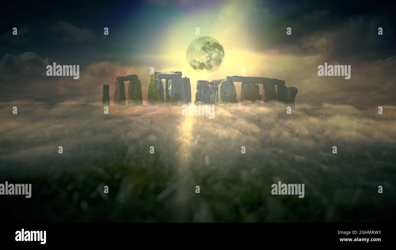 A beautiful full moon rising over Stonehenge for the winter equinox ...