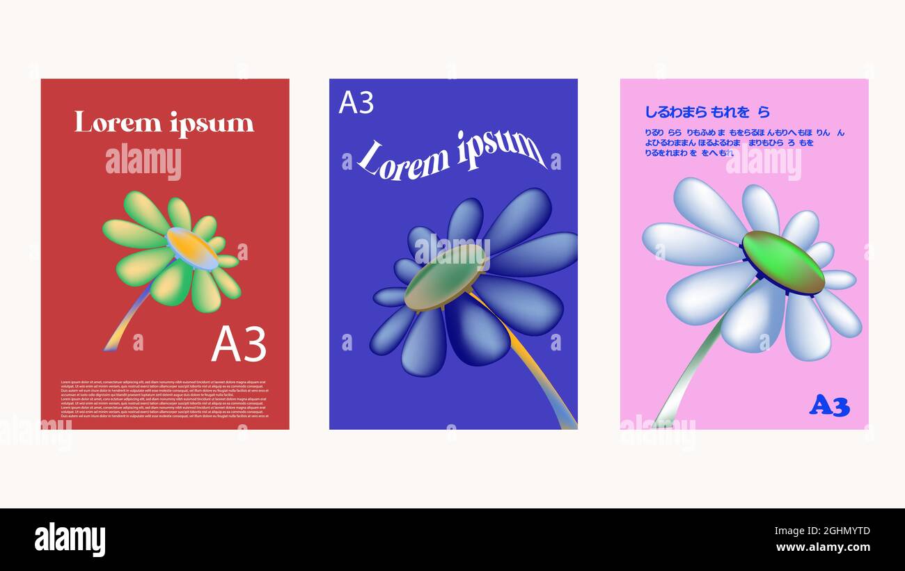 3 big flower gradient 3d poster size A3 Stock Vector Image & Art - Alamy
