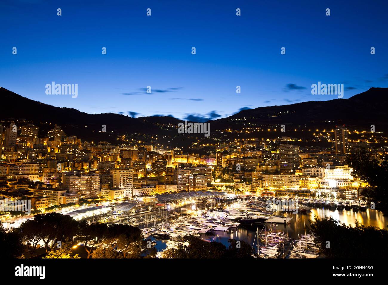 Monaco at night. Monaco Grand Prix, Thursday 24th May 2012. Monte Carlo ...