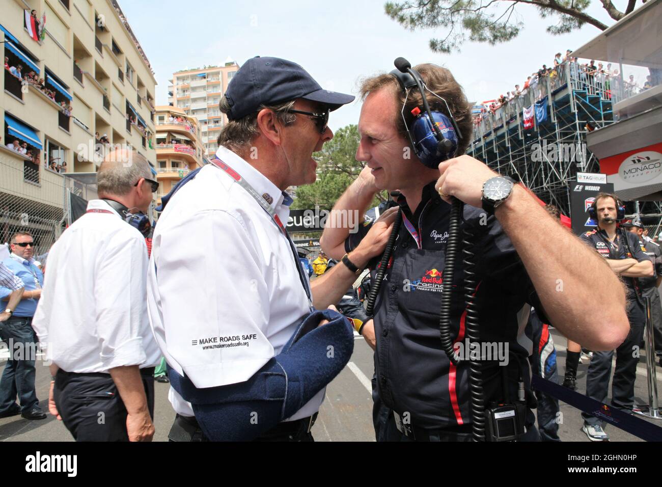 Nigel Mansell and Christian Horner (GBR) Red Bull Racing Team Principal ...