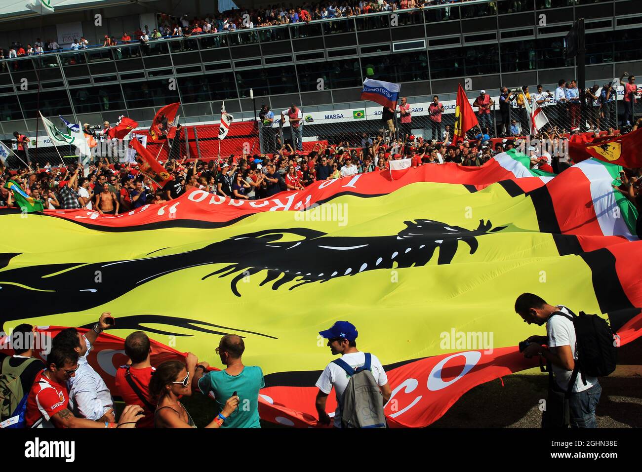 Huge Ferrari flag under the podium. 09.09.2012. Formula 1 World ...
