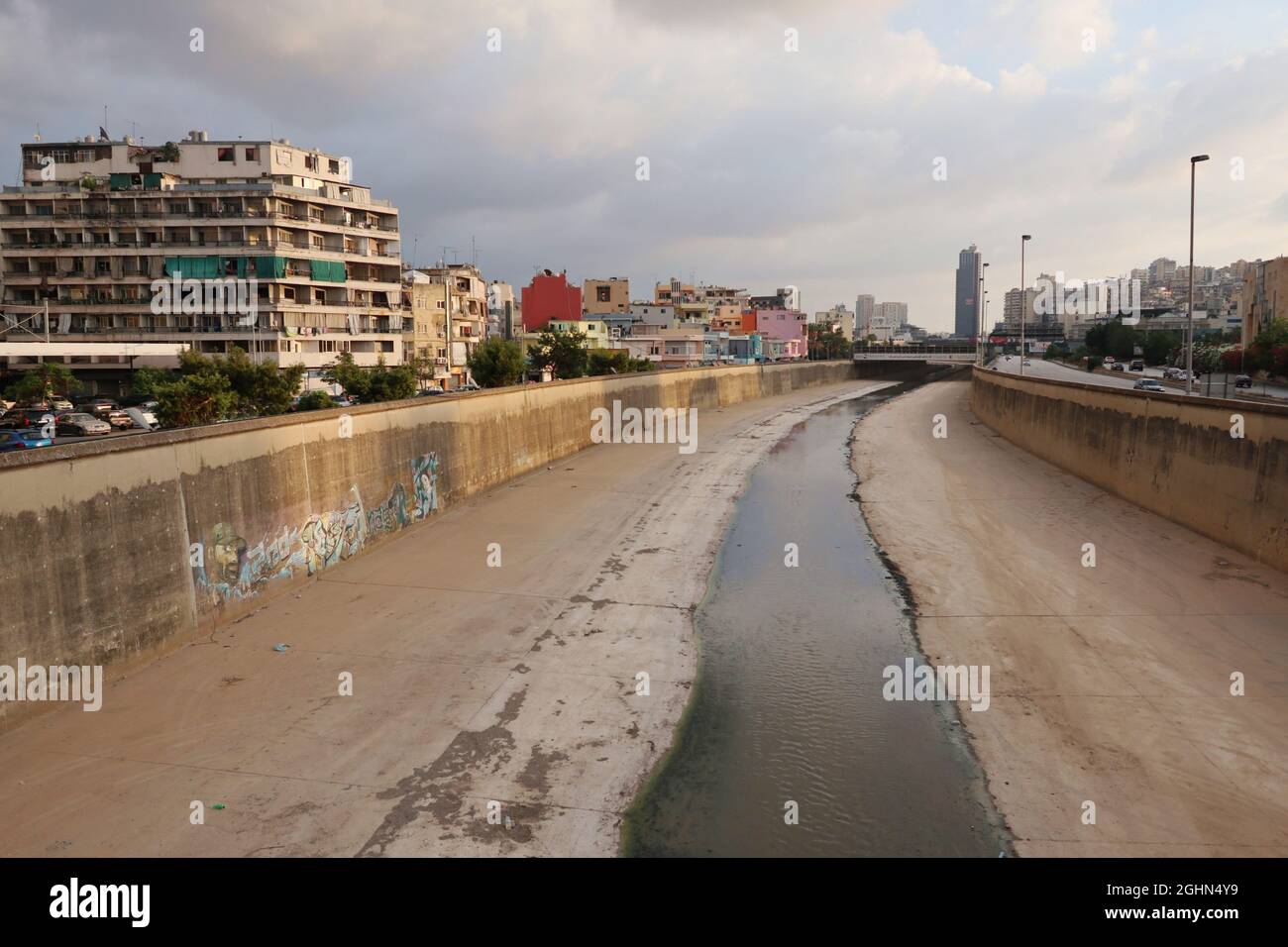 River Beirut, Beirut, Lebanon, September 6, 2021. Heavy crisis that is ...