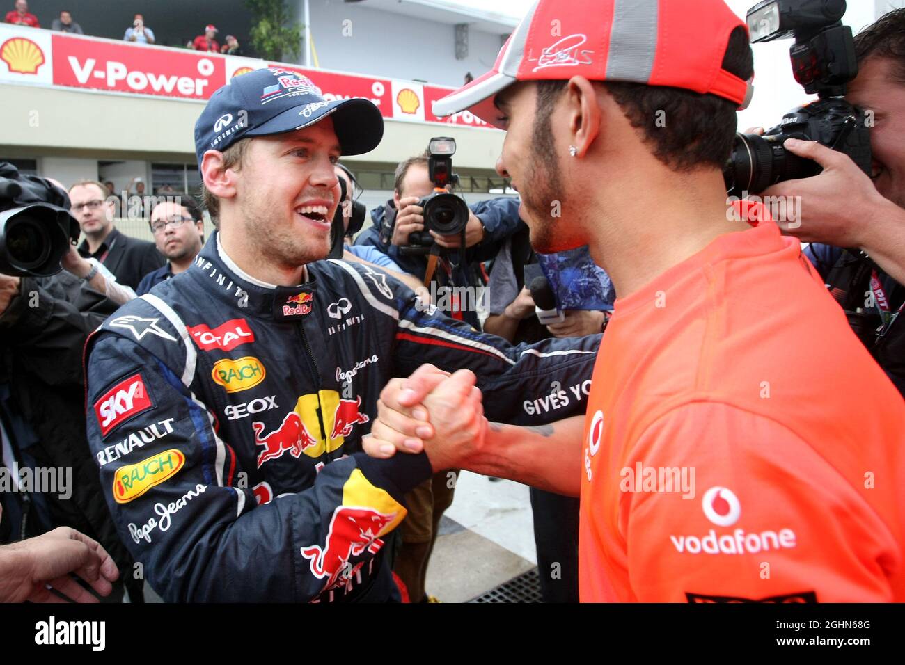 Sebastian Vettel (GER), Red Bull Racing and Lewis Hamilton (GBR ...