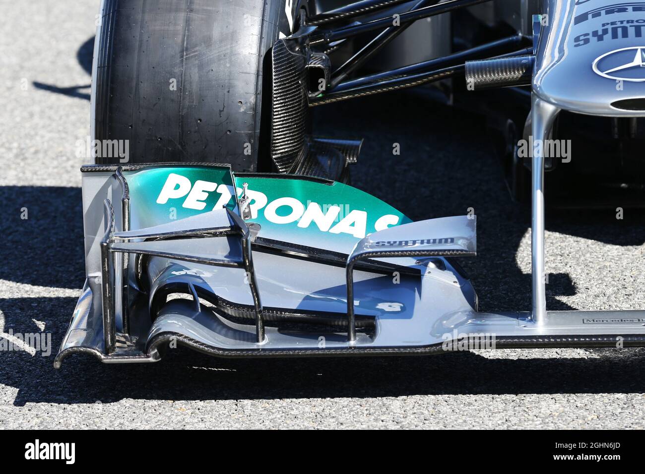 The new Mercedes AMG F1 W04 front wing detail. 04.02.2013. Mercedes AMG ...