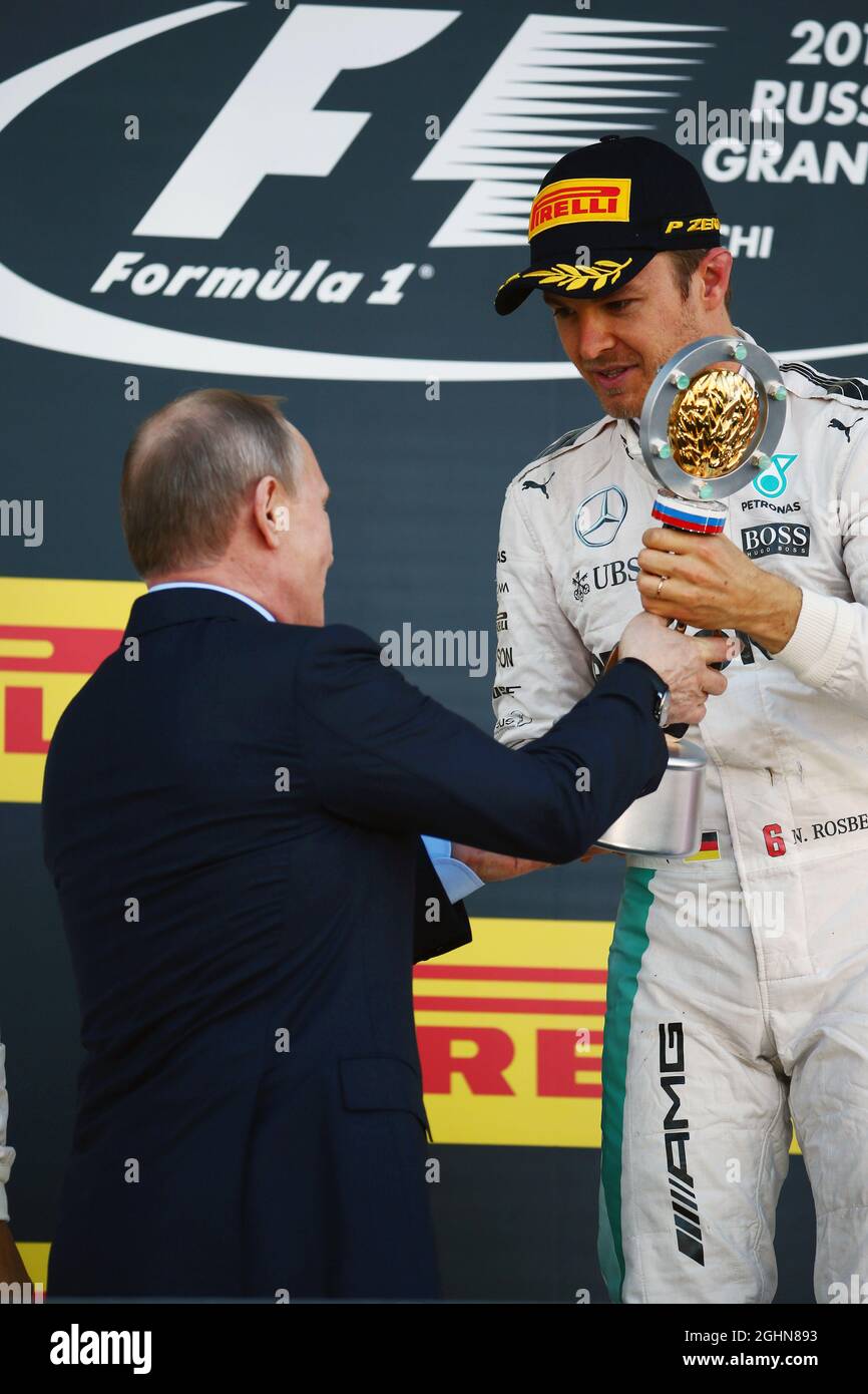 Mercedes amg f1 celebrates on podium vladimir putin hi-res stock ...