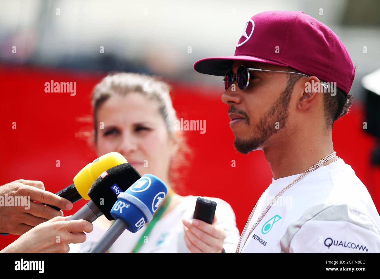 Lewis Hamilton (GBR) Mercedes AMG F1 with the media. 12.05.2016 ...