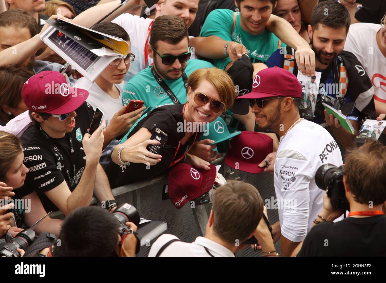 Lewis Hamilton (GBR) Mercedes AMG F1 with the fans. 12.05.2016. Formula ...