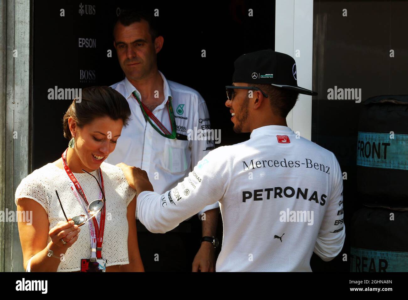 Lewis Hamilton (GBR) Mercedes AMG F1 with Nora Zetsche (GER). 28.05. ...
