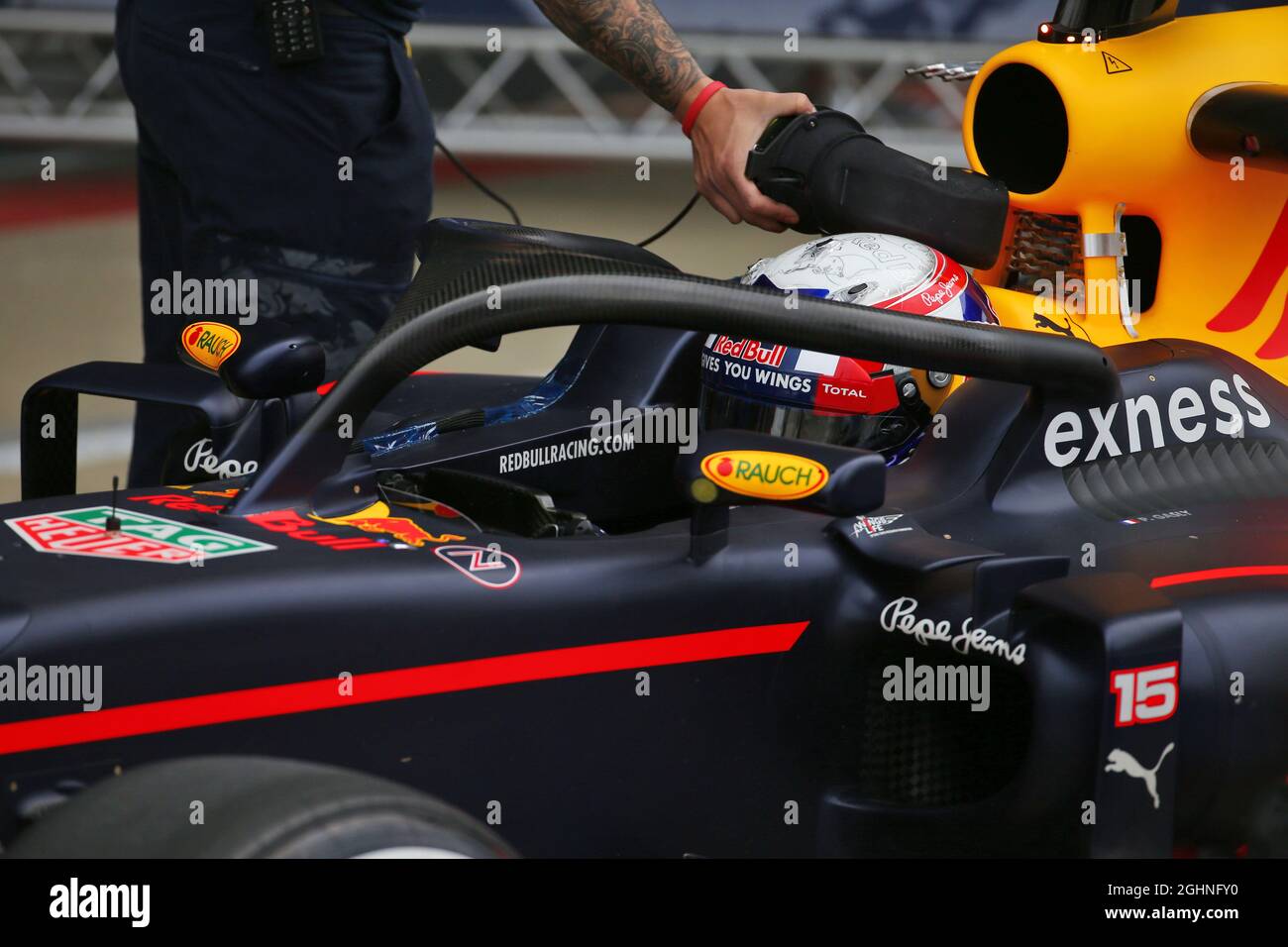 Pierre Gasly (FRA) Red Bull Racing RB12 Test Driver running the Halo ...