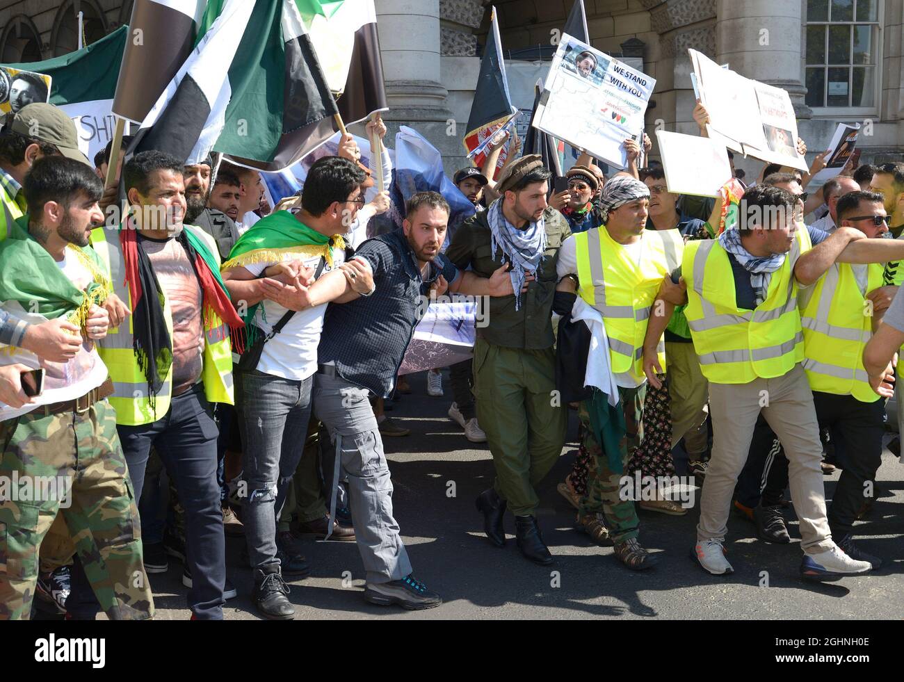 London, UK. 7th Sep, 2021. Afghans gather in large numbers outside ...