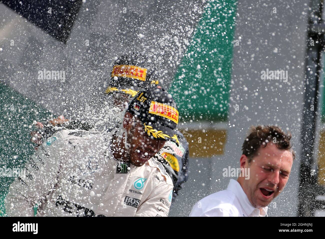 Race winner Lewis Hamilton (GBR) Mercedes AMG F1 celebrates on the ...