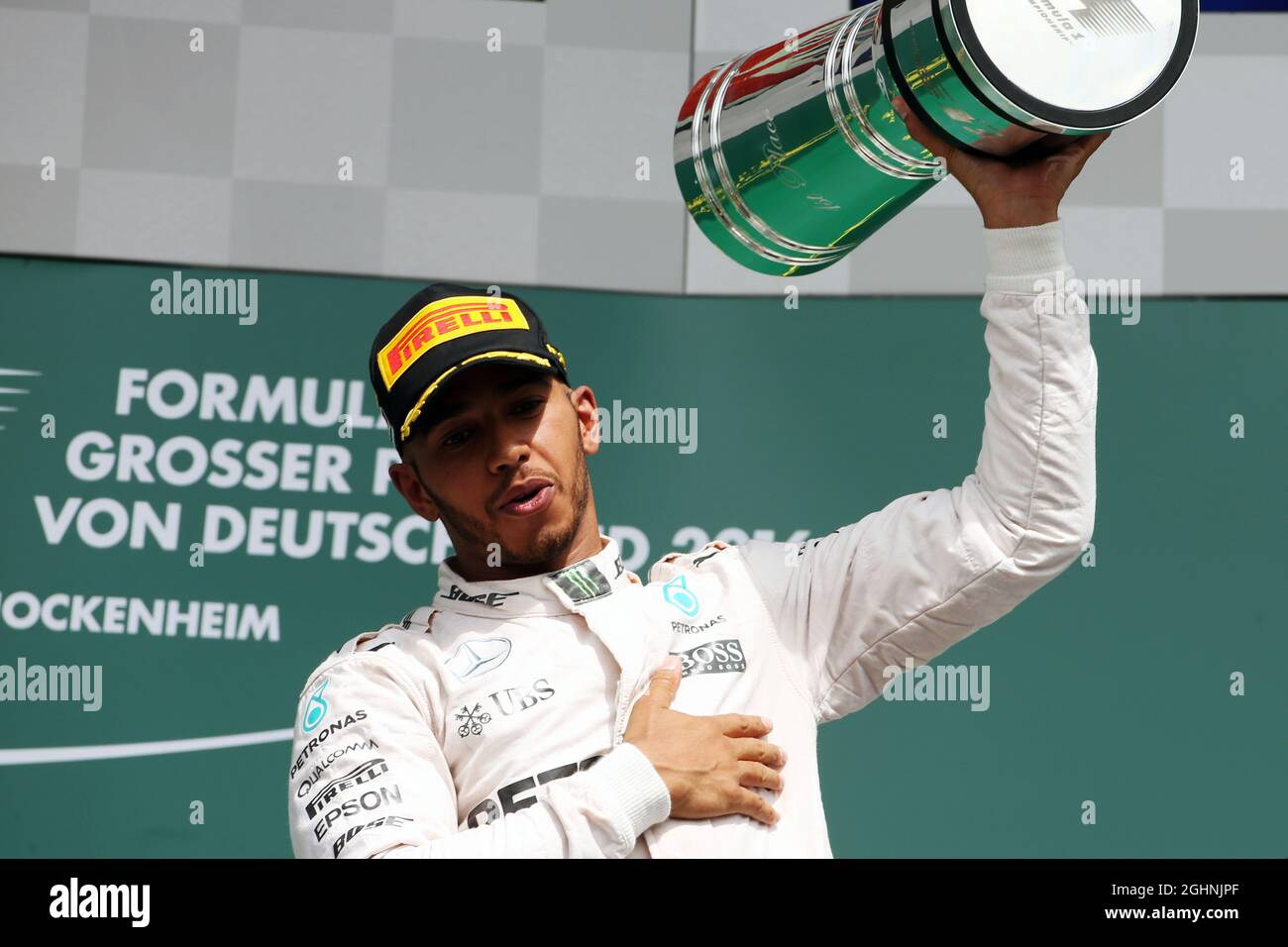 Race winner Lewis Hamilton (GBR) Mercedes AMG F1 celebrates on the ...