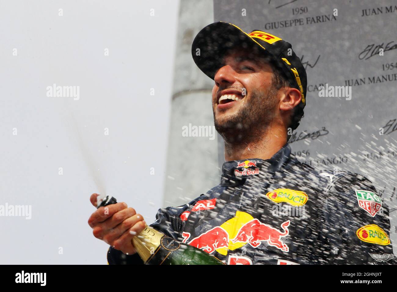 Daniel Ricciardo (AUS) Red Bull Racing celebrates his second position ...