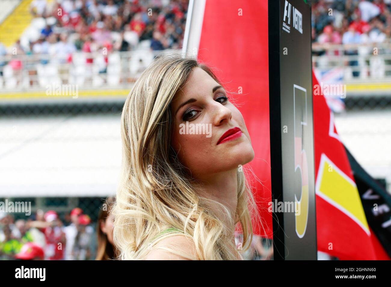 A grid girl. 04.09.2016. Formula 1 World Championship, Rd 14, Italian ...