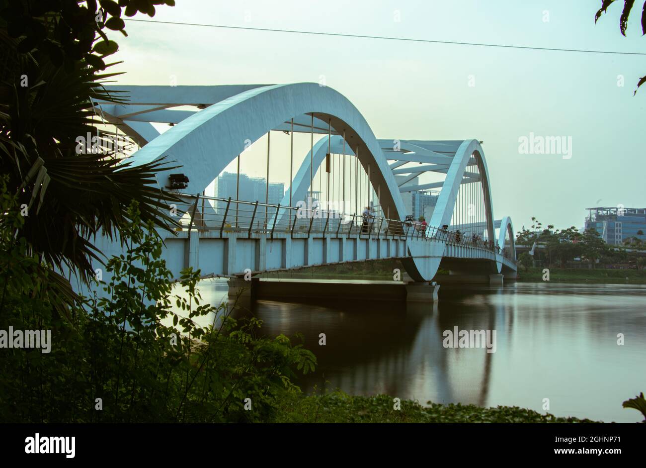 Hatirjheel is a lakefront in Dhaka. Hatirjheel heritage bridge Stock ...