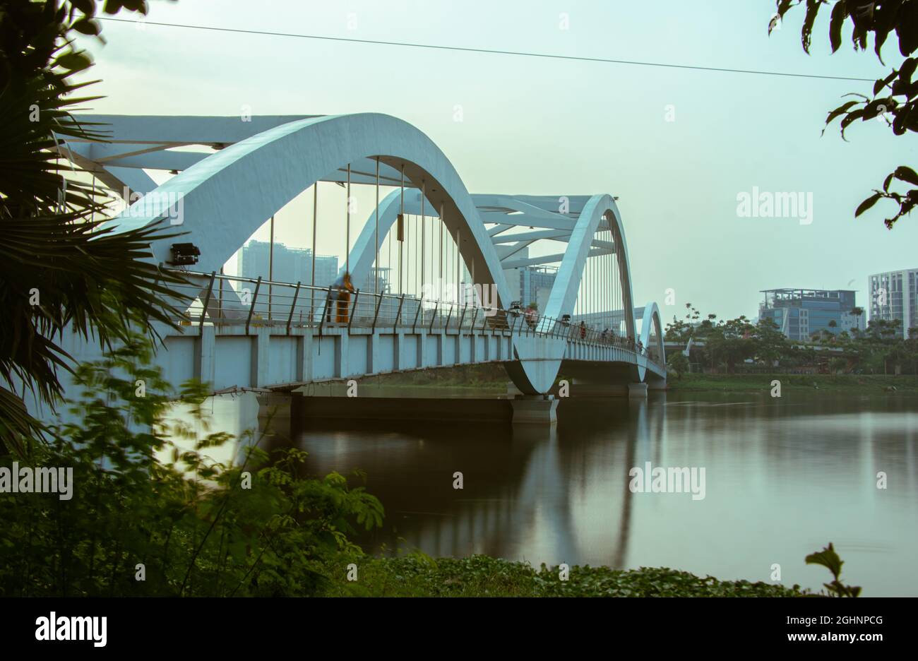 Hatirjheel is a lakefront in Dhaka. Hatirjheel heritage bridge Stock ...