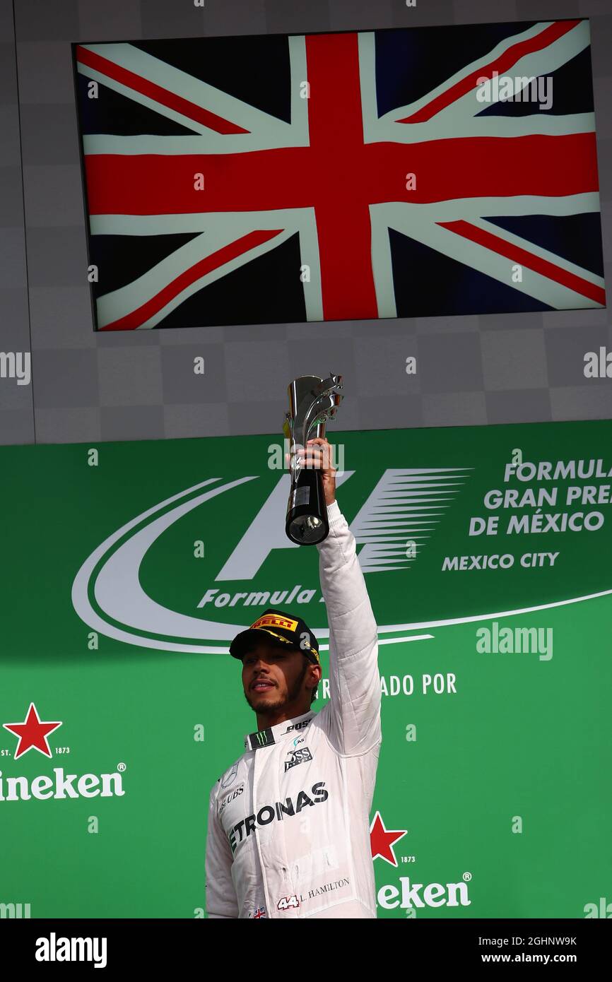 Race winner Lewis Hamilton (GBR) Mercedes AMG F1 celebrates on the ...