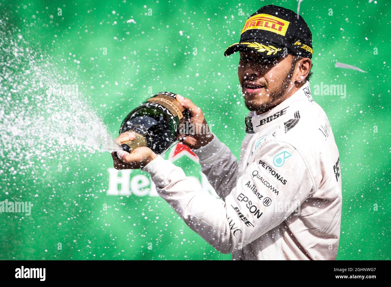 Race winner Lewis Hamilton (GBR) Mercedes AMG F1 celebrates on the ...