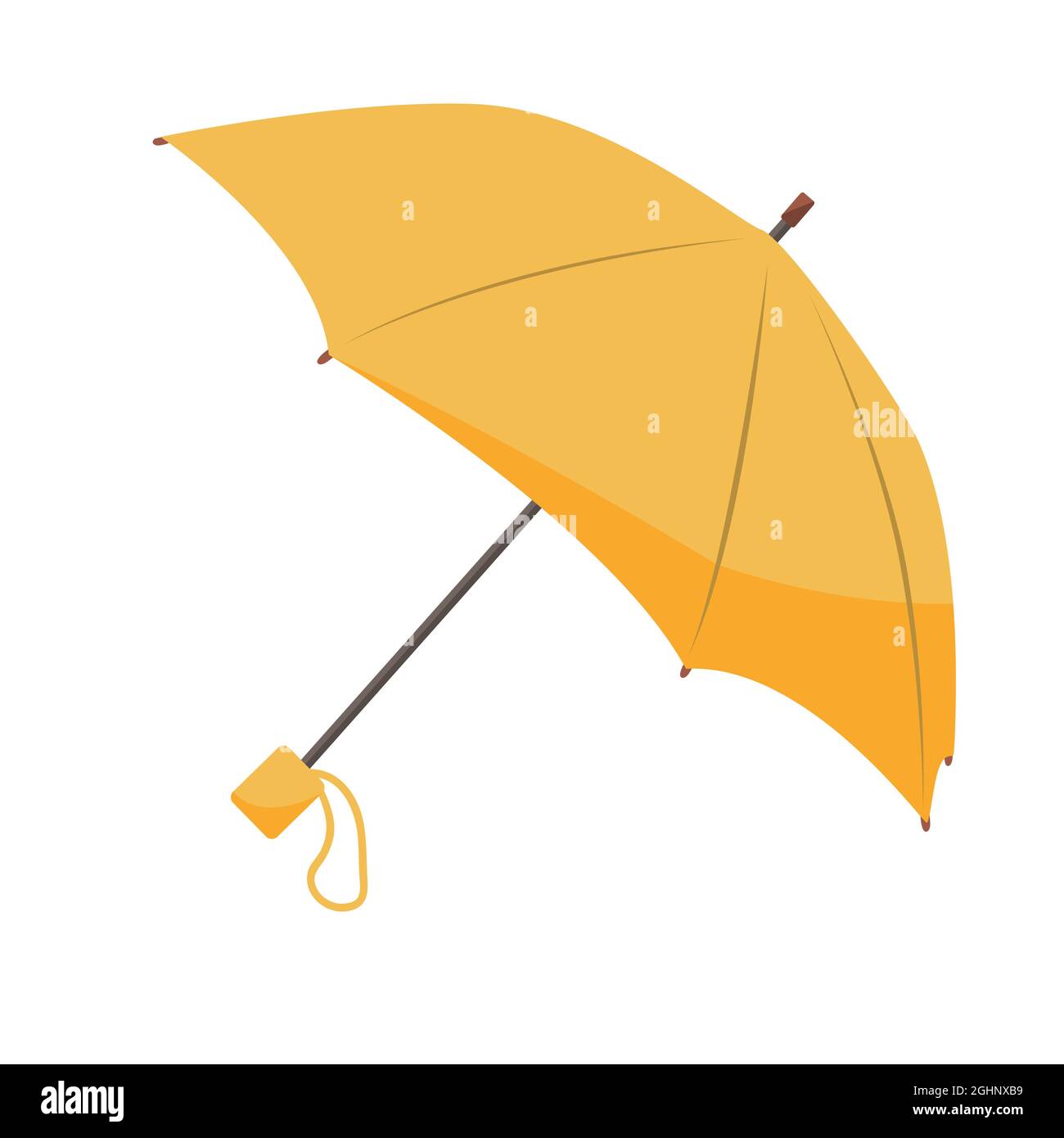 Yellow umbrella isolated on white background. Umbrella in doodle ...