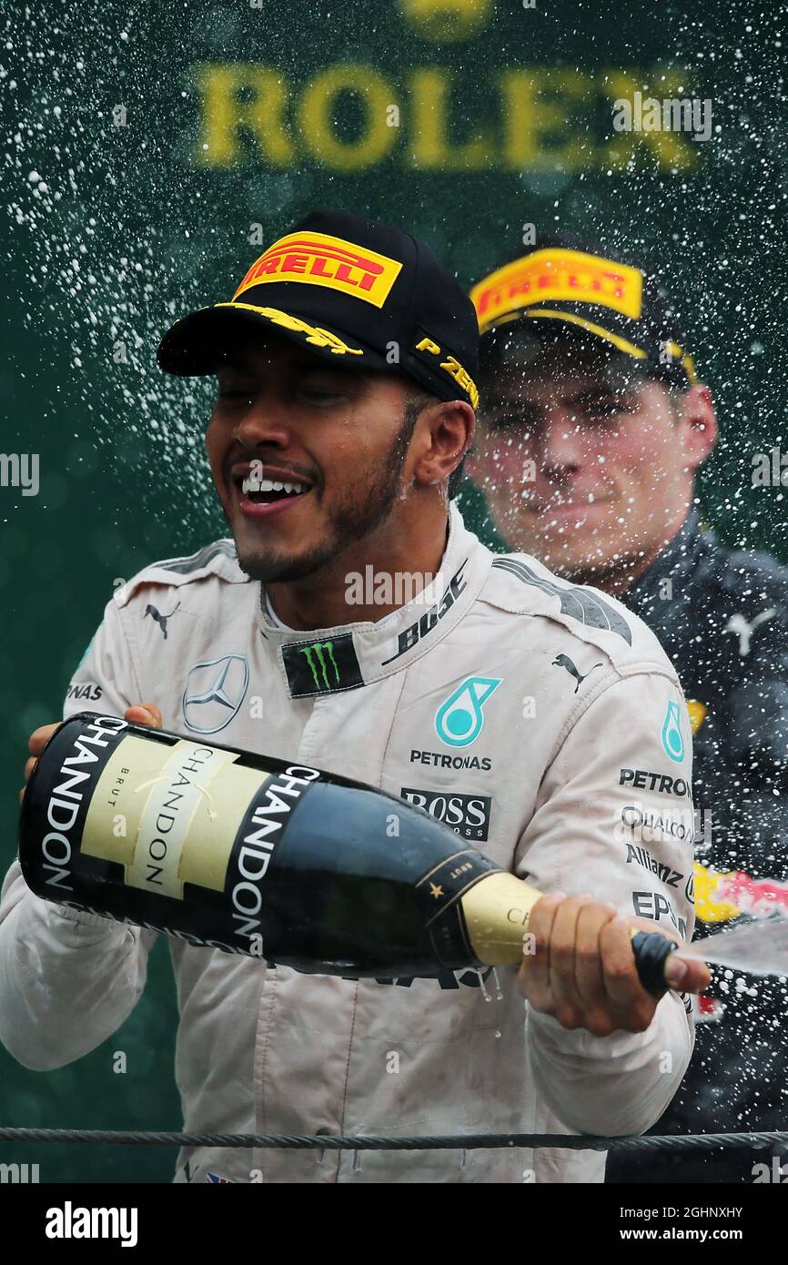 Race winner Lewis Hamilton (GBR) Mercedes AMG F1 celebrates on the ...