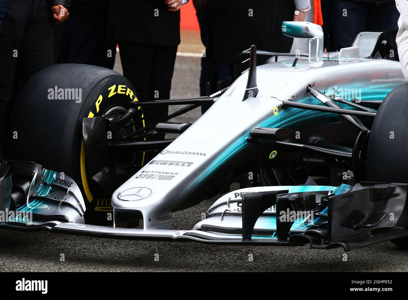 Mercedes AMG F1 W08 front wing. 23.02.2017. Mercedes AMG F1 W08 Launch ...