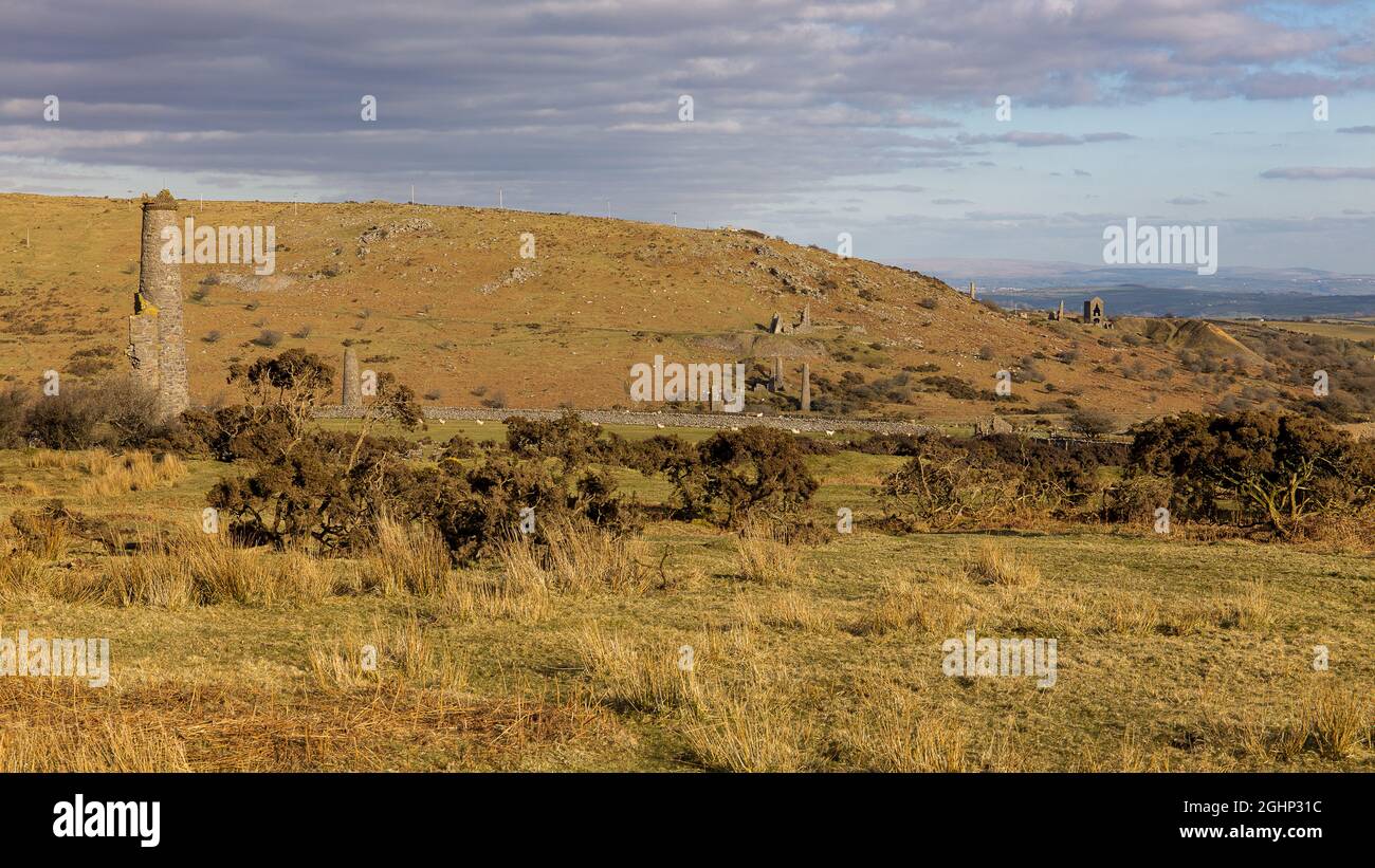 Oh Phoenix mine works on Caradon Hill Bodmin Moor Cornwall Stock Photo ...