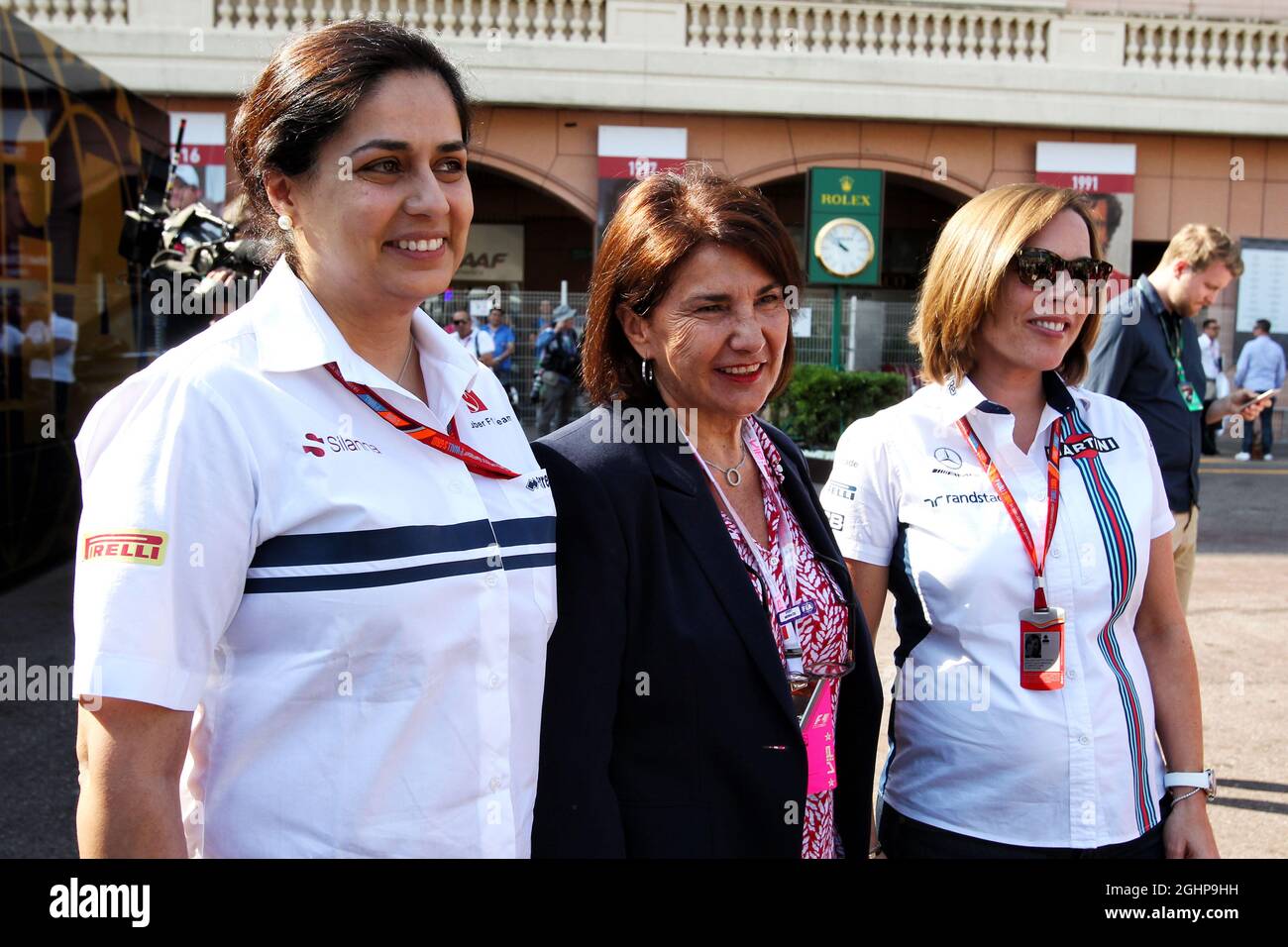 (L to R): Monisha Kaltenborn (AUT) Sauber Team Principal with Michelle ...