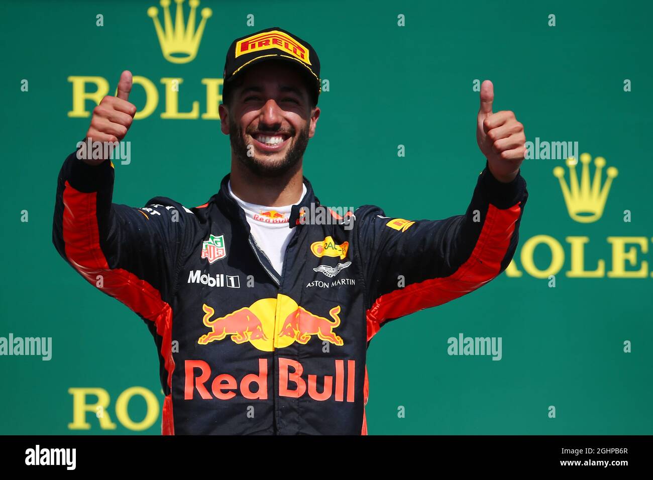 Daniel Ricciardo (AUS) Red Bull Racing celebrates his second position ...
