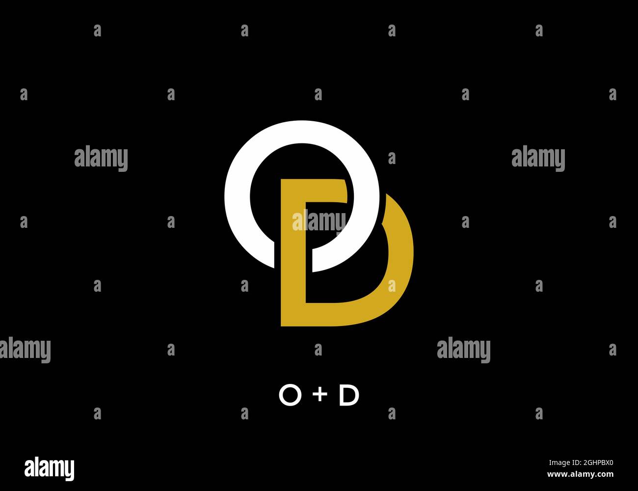 White and gold color of OD initial letter design Stock Vector Image ...