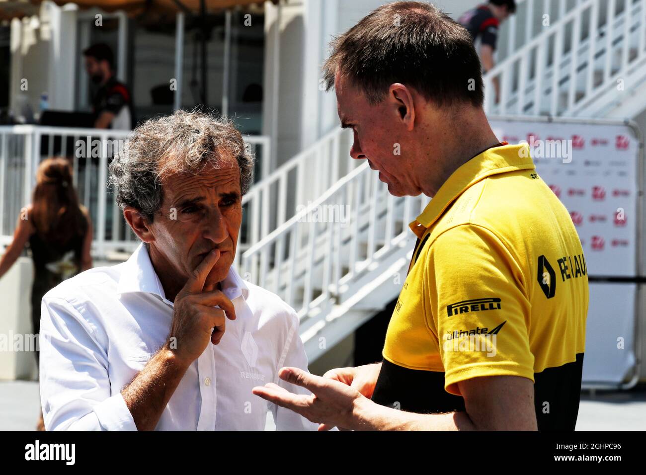 (L to R): Alain Prost (FRA) Renault Sport F1 Team Special Advisor with ...
