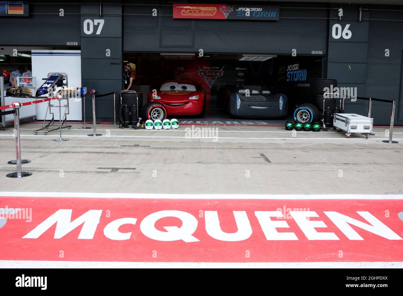 Cars 3 pit garage. 13.07.2017. Formula 1 World Championship, Rd 10 ...