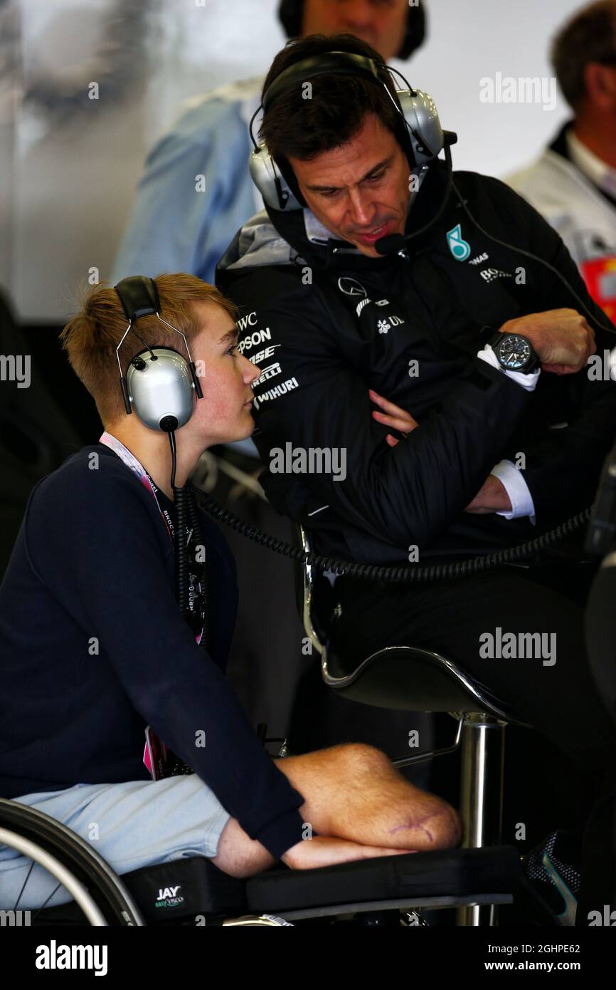 (L to R): Billy Monger (GBR) Racing Driver, with Toto Wolff (GER ...
