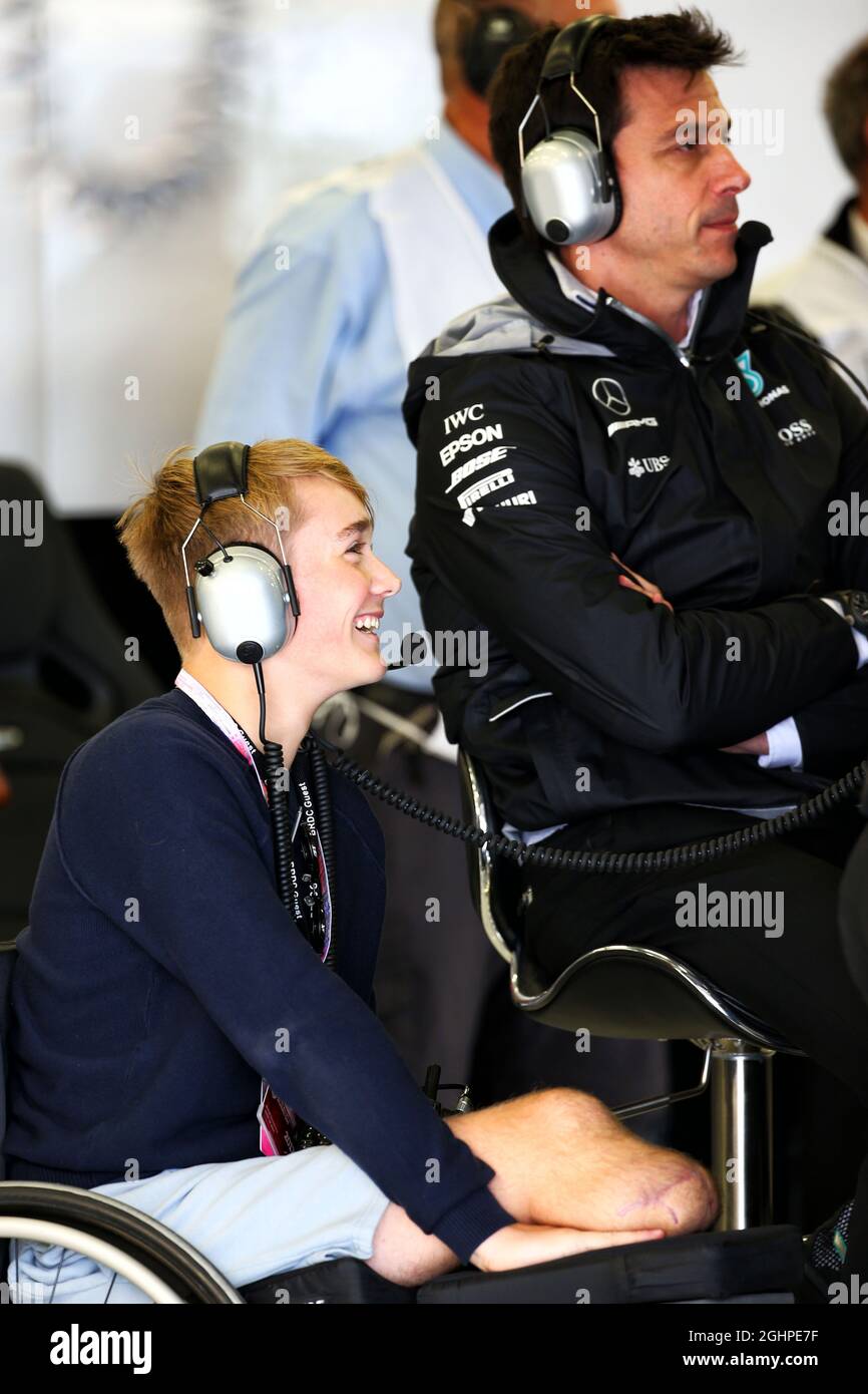 (L to R): Billy Monger (GBR) Racing Driver with Toto Wolff (GER ...